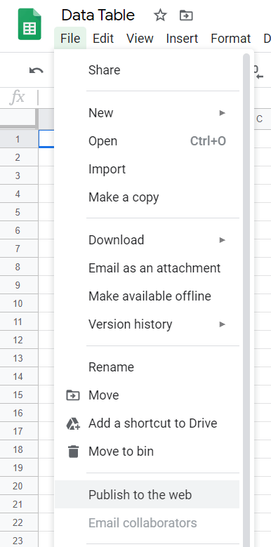 Publish Your Google Spreadsheet and Get CSV URL