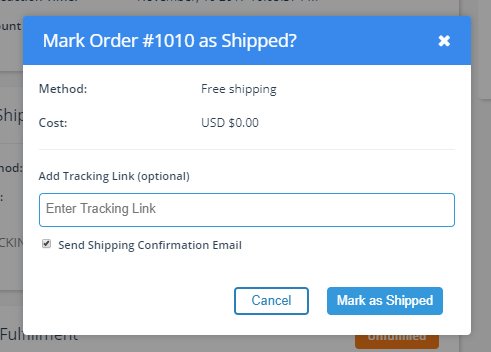 Updating an order's shipment status