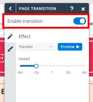 Setting page transitions
