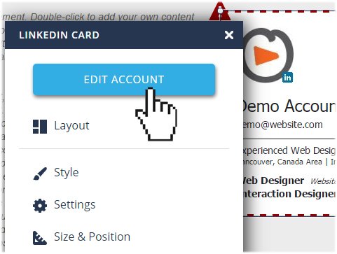 LinkedIn Business Card on your website